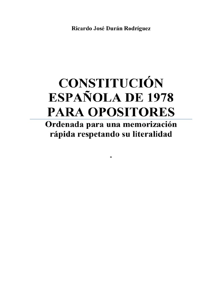 Constitución Española De 1978 Para Opositores Pdf