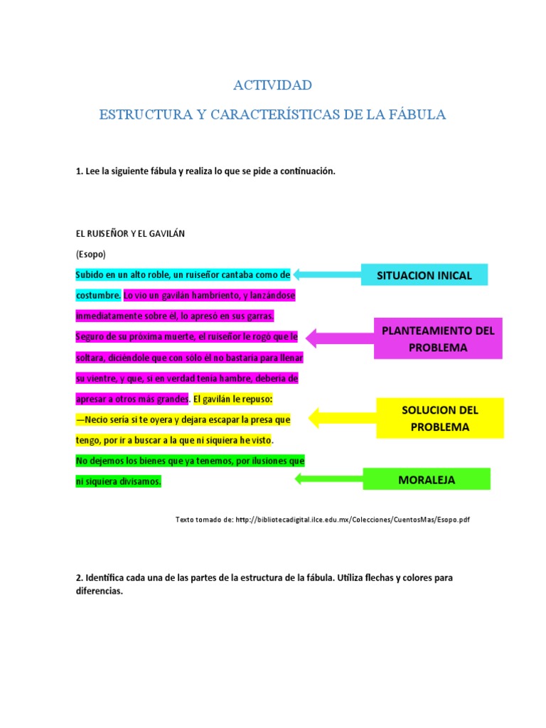 La Fábula Características y Estructura | PDF | Fábula