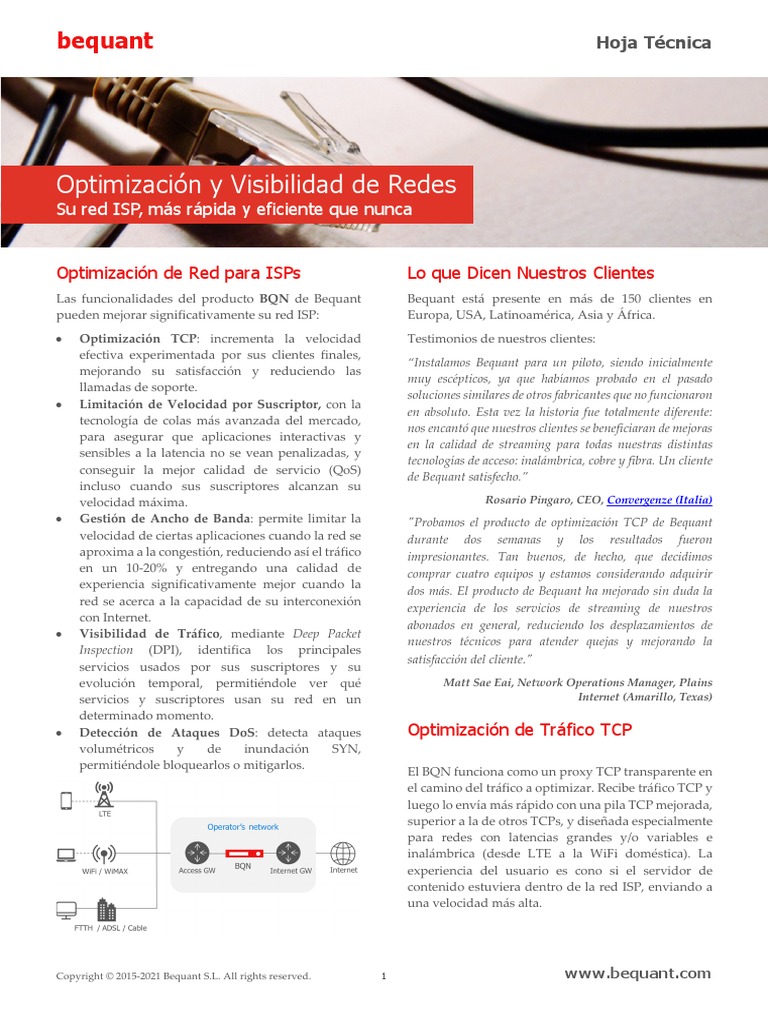 BQN DataSheet ISPs R4.0 ES V1 | PDF | Calidad de servicio | Protocolo de Control de Transmisión