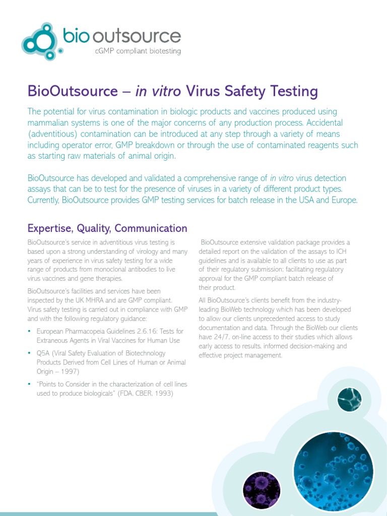 BioOutsource Virus Testing | PDF | Cell Culture | Virus