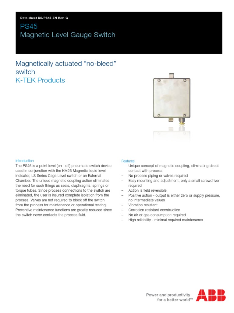PS45 Data Sheet | PDF | Switch | Valve