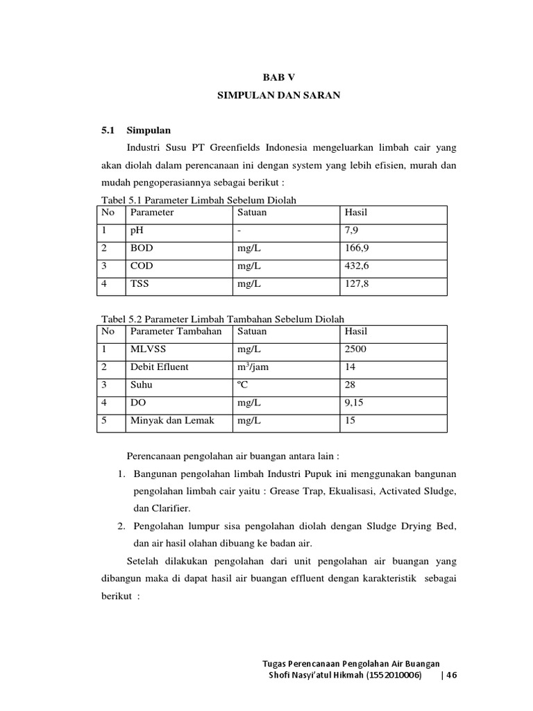 Parameter Air Limbah Pabrik Susu | PDF