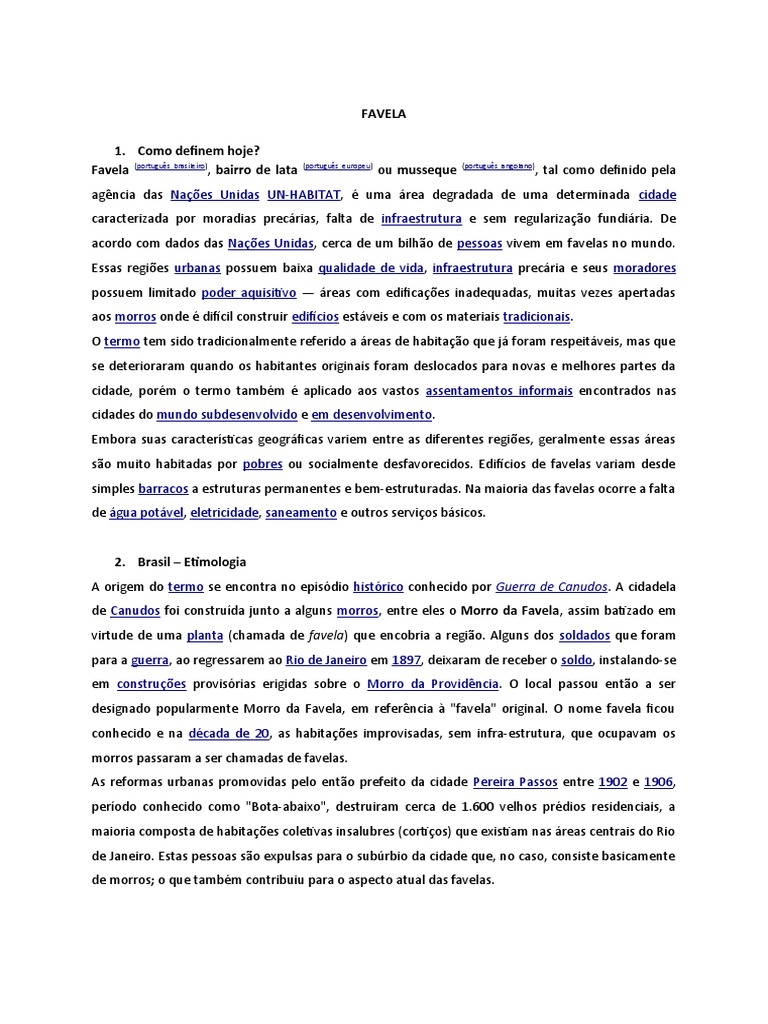 Favela | Download grátis PDF | Favela