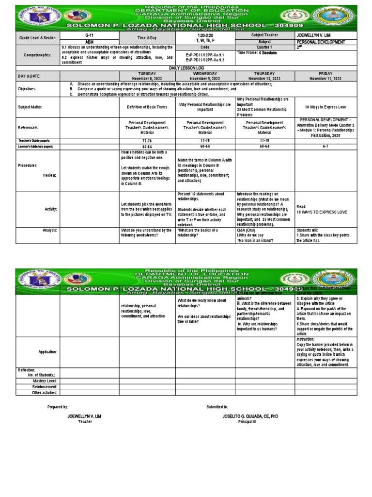 DLL Perdev W1 Q2 | PDF | Love | Learning