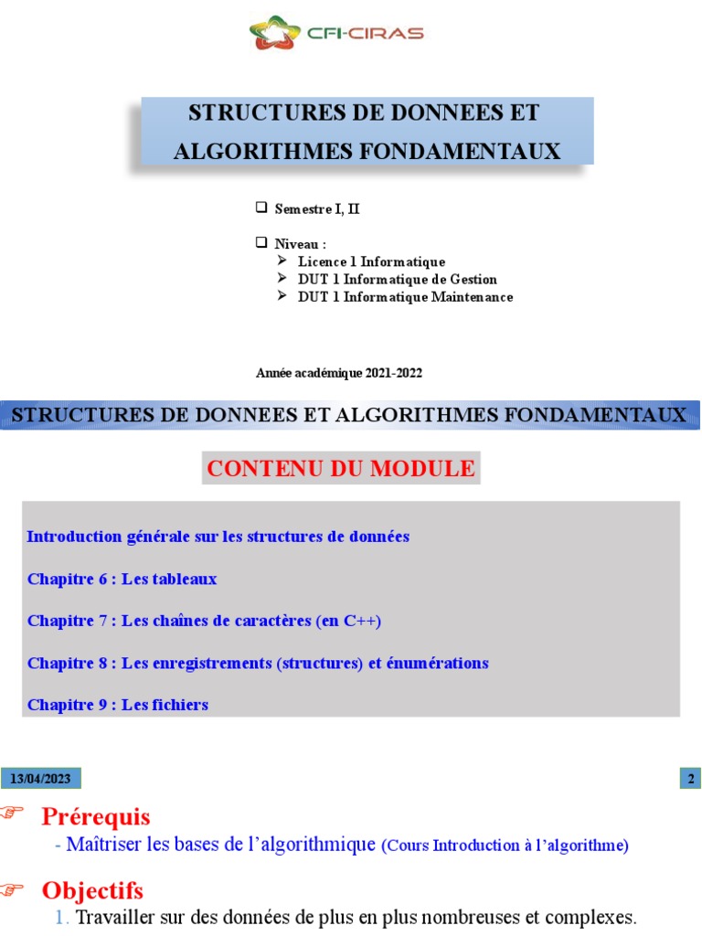 Structures et Algorithmes L1 Info | PDF | Structure des données ...