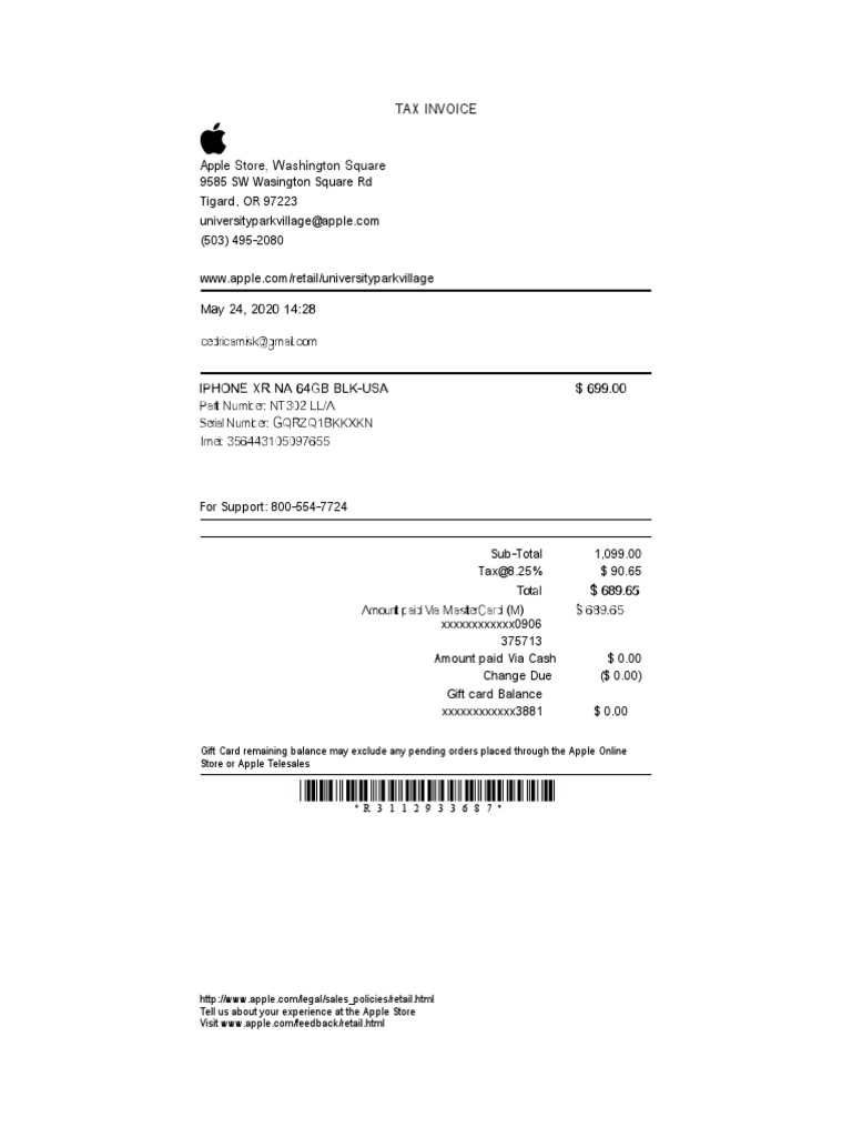 Email Recept Iphone XR | PDF