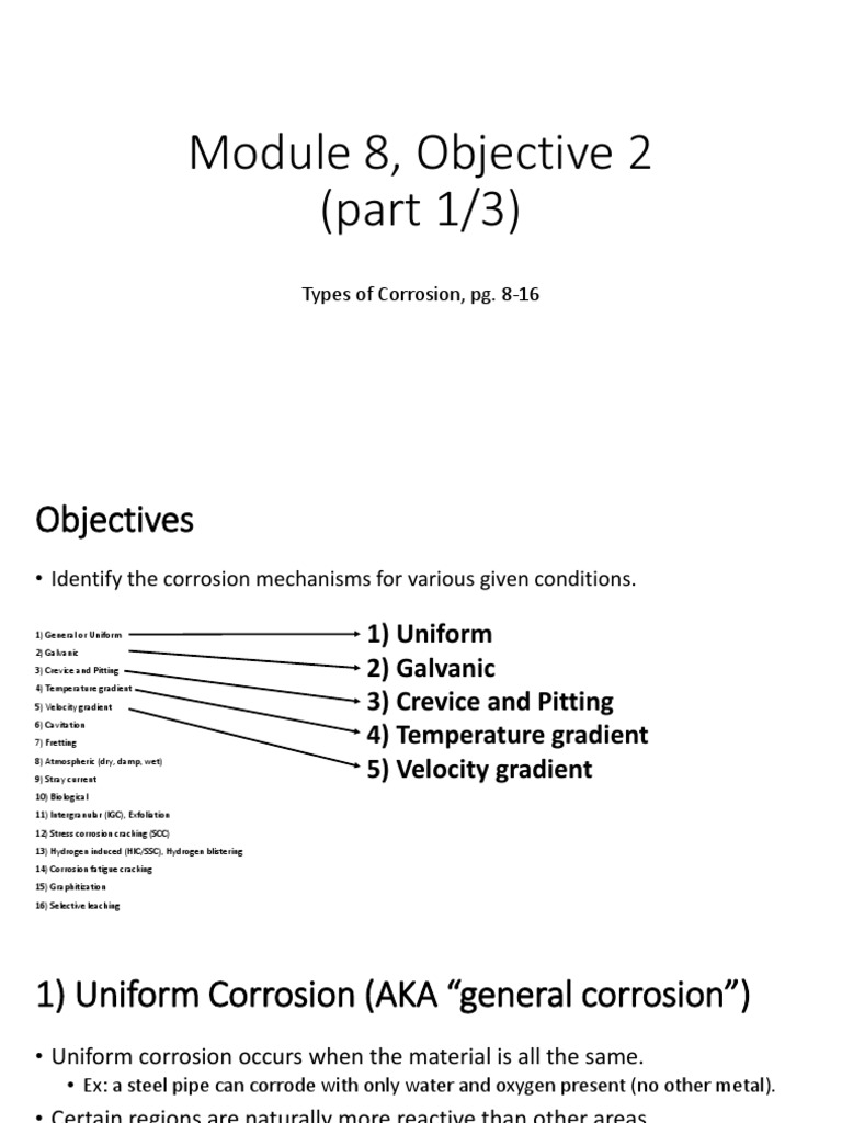 O2.1 - 1-5, Uniform, Galvanic, Pitting and Gradients | PDF