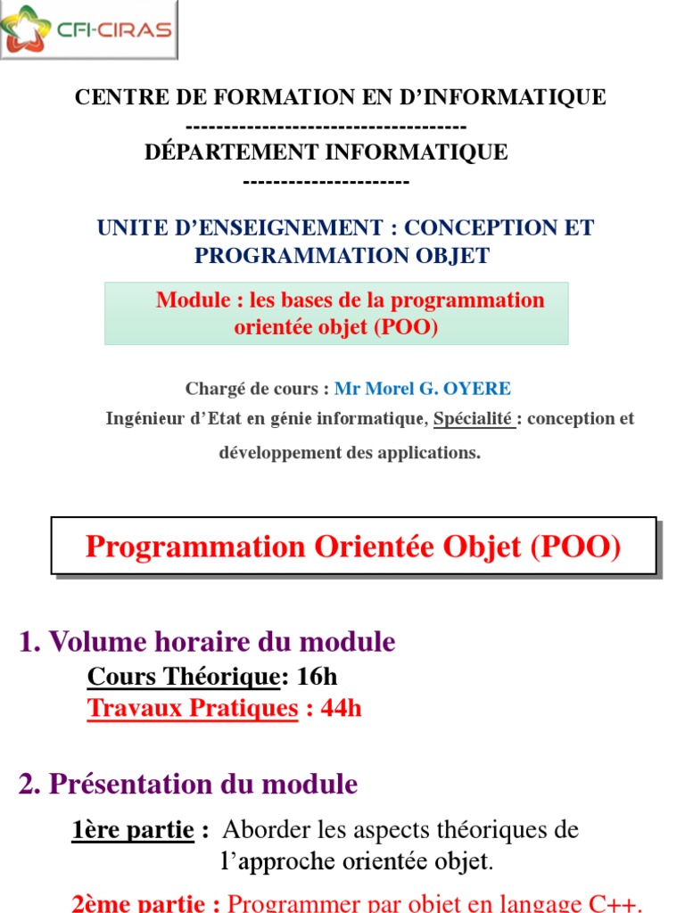1 - Présentation Du Module | PDF | Programmation orientée objet | Programmation informatique