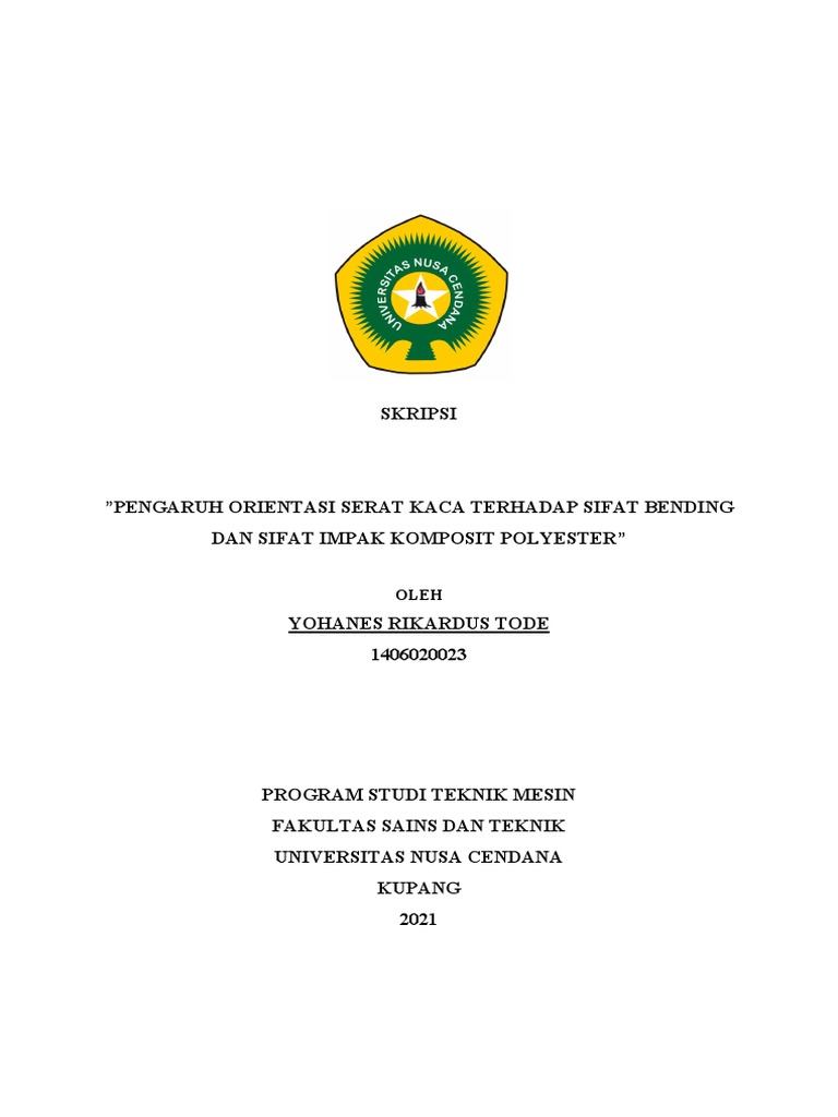 Pengaruh Orientasi Serat Kaca Terhadap Sifat Bending And Sifat Impak Komposit Polyester Pdf