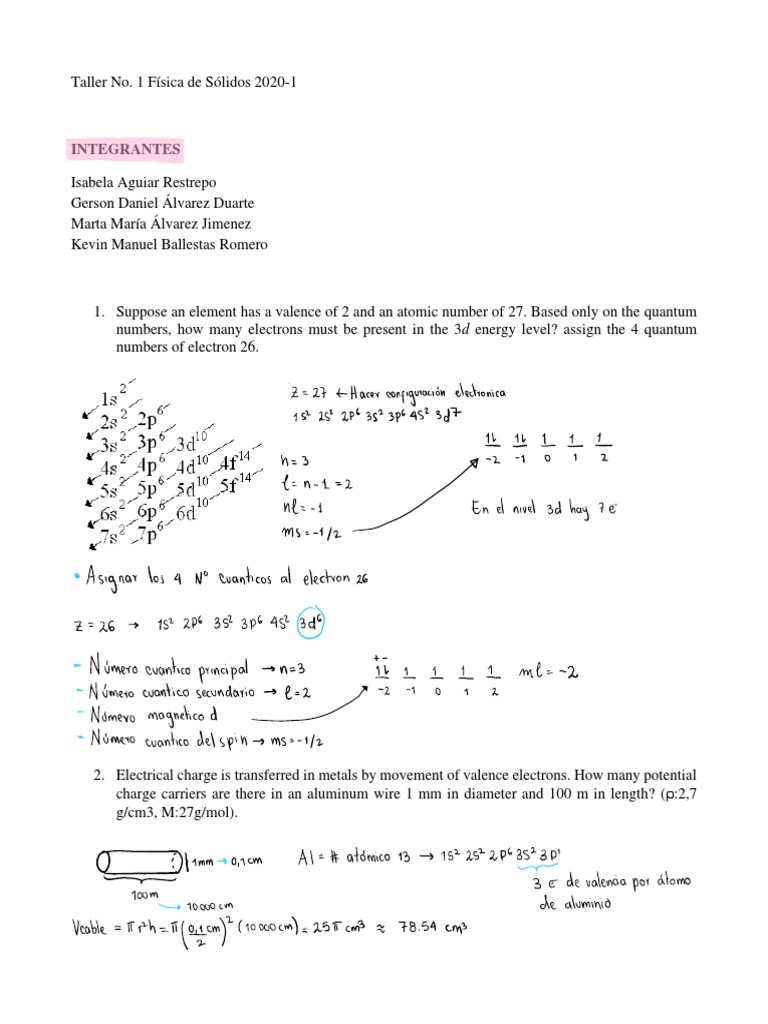 Taller 1 FES 2021-1 | PDF | Enlace químico | Mecánica cuántica