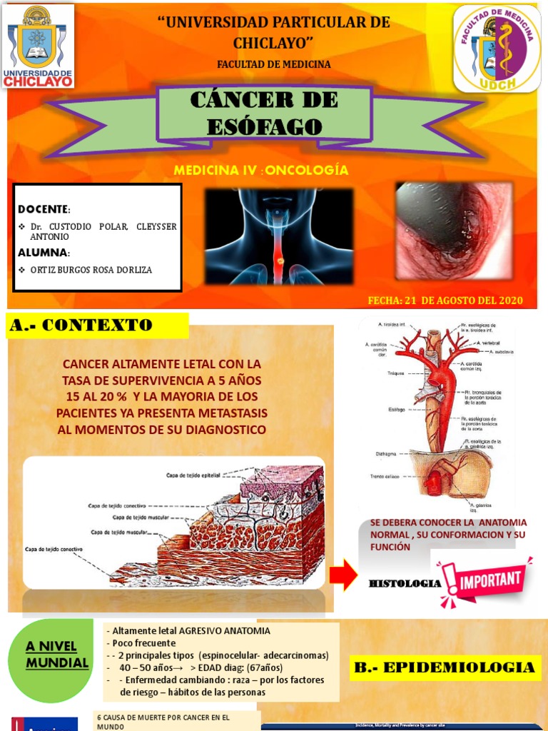 Cáncer de Esófago: Epidemiología y Tratamiento | PDF | Cáncer | Metástasis