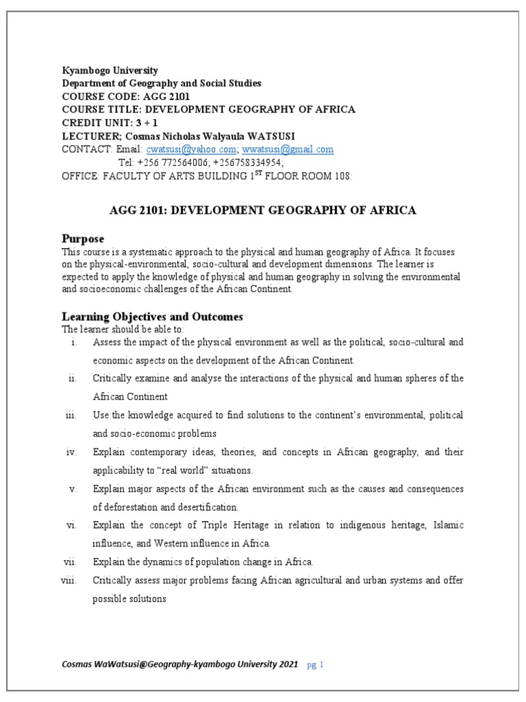 Agg 2101: Development Geography of Africa Purpose | PDF | Soil ...