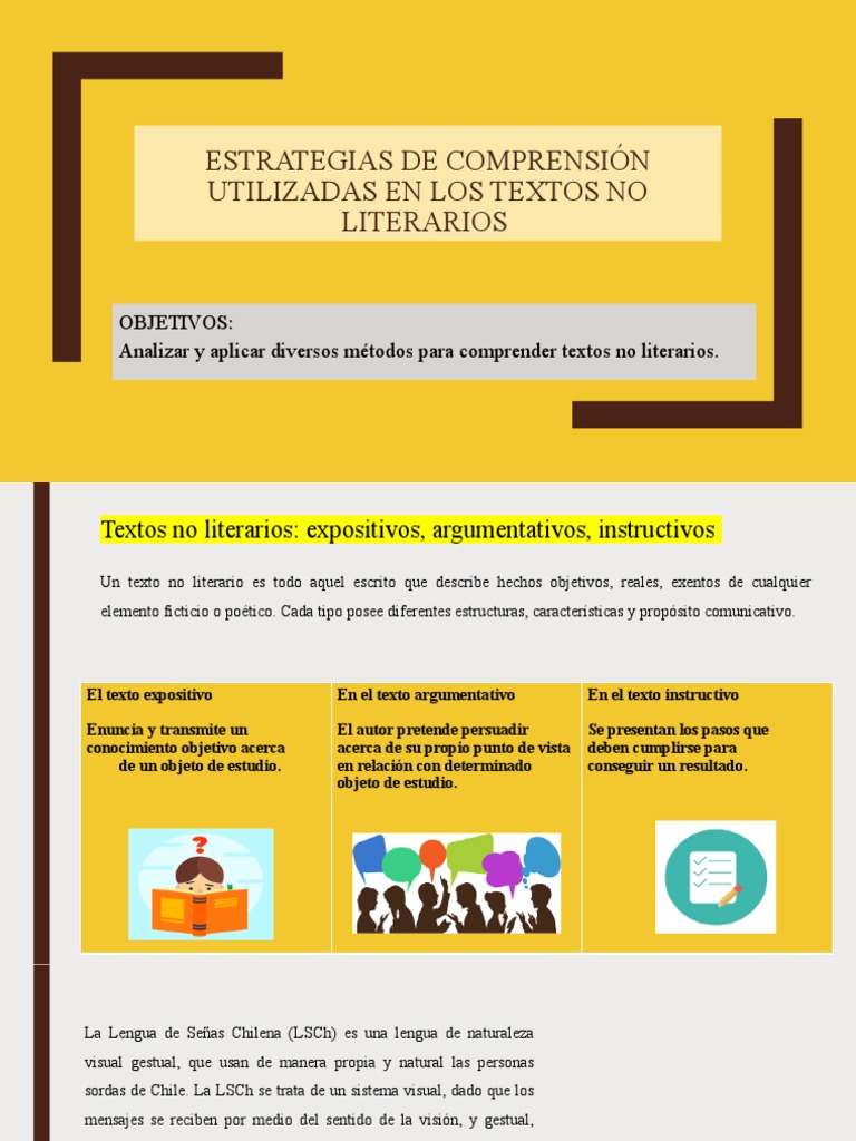 Estrategias de Comprensiòn en Los Textos No Literarios | PDF | Hora ...