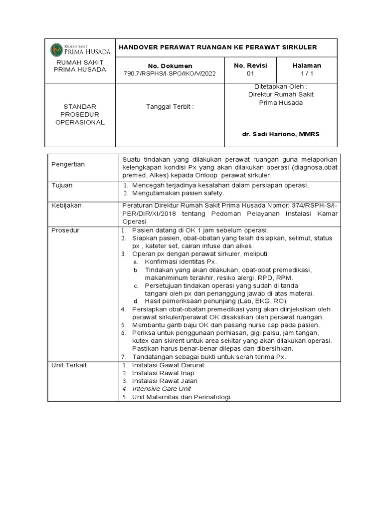 07 Handover Perawat Ruangan Ke Perawat Sirkuler Re Pdf