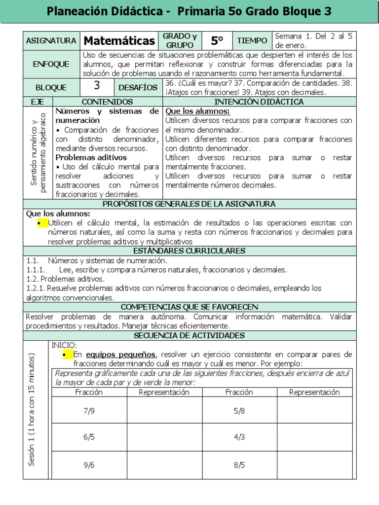 Plan 5to Grado - Bloque 3 Matemáticas (2016-2017) | PDF | División (Matemáticas) | Geometría
