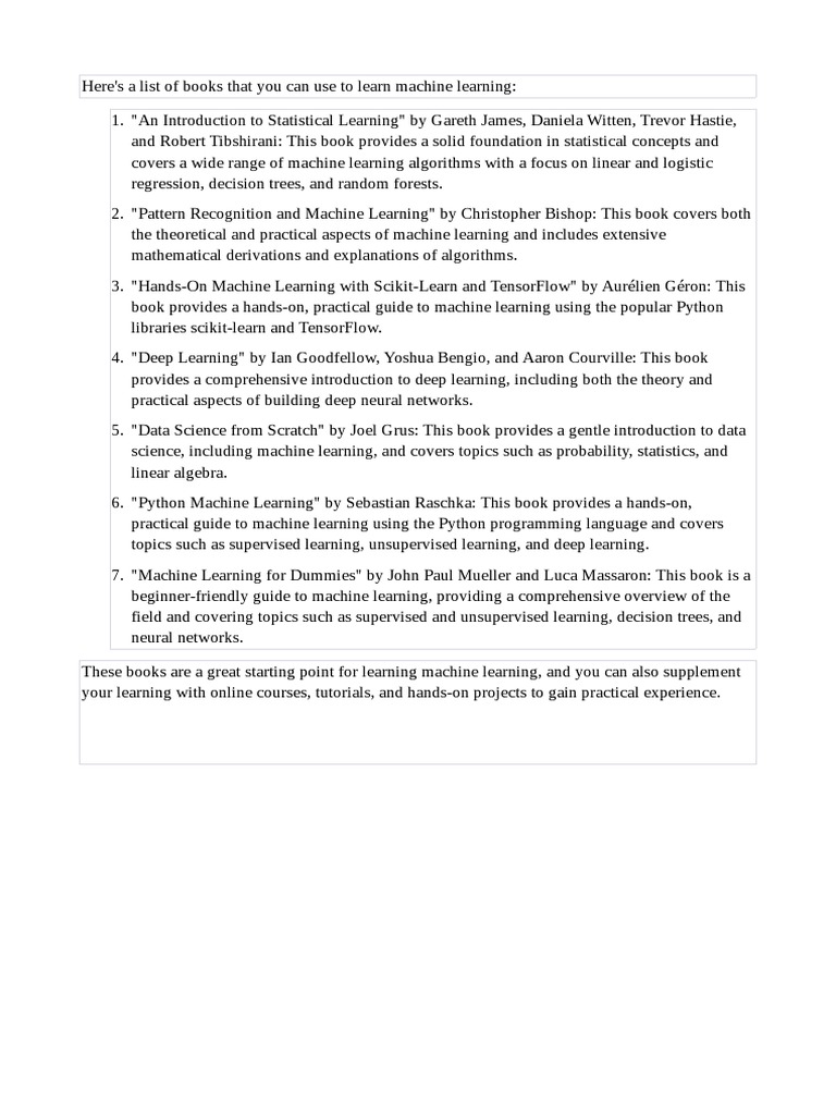 Machine Learning Books | PDF