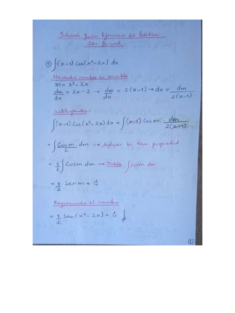 SOLUCIÓN GUIA EJERCICIOS DE PRACTICA 2DO. PARCIAL -MATEMATICA II | PDF