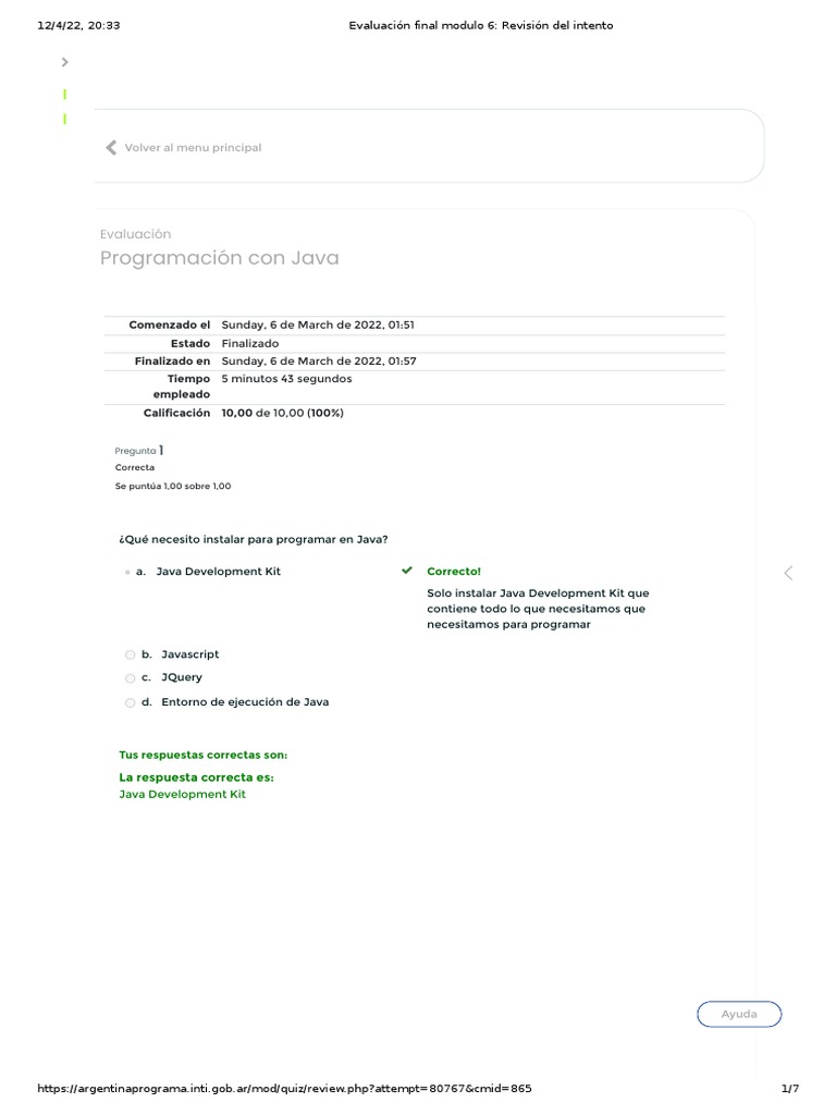 Evaluación Final Modulo 6 | PDF | Java (lenguaje de programación) | Informática