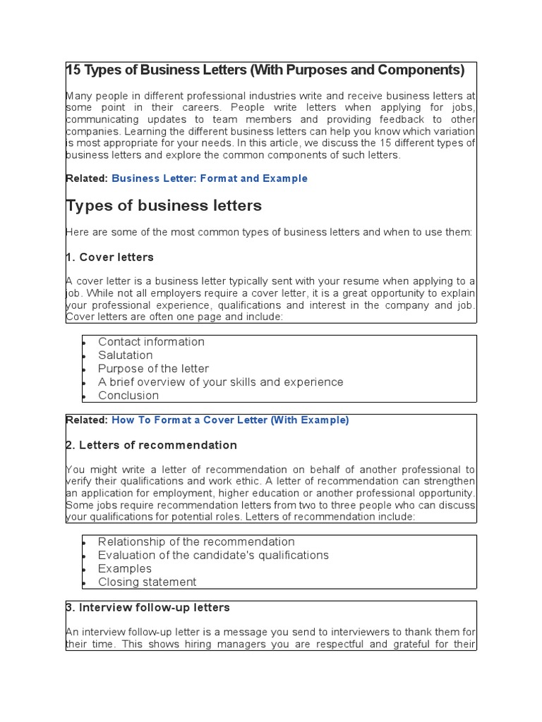 15 Types of Business Letters Explained | PDF | Memorandum | Employment
