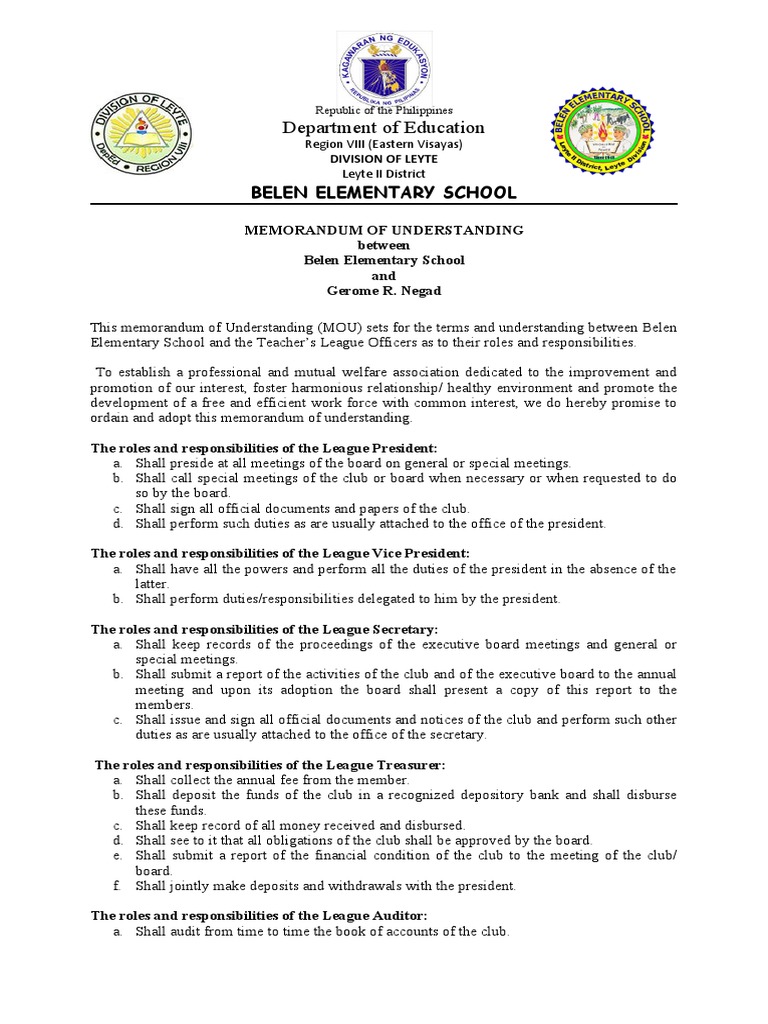 MOU Teacher's League | PDF