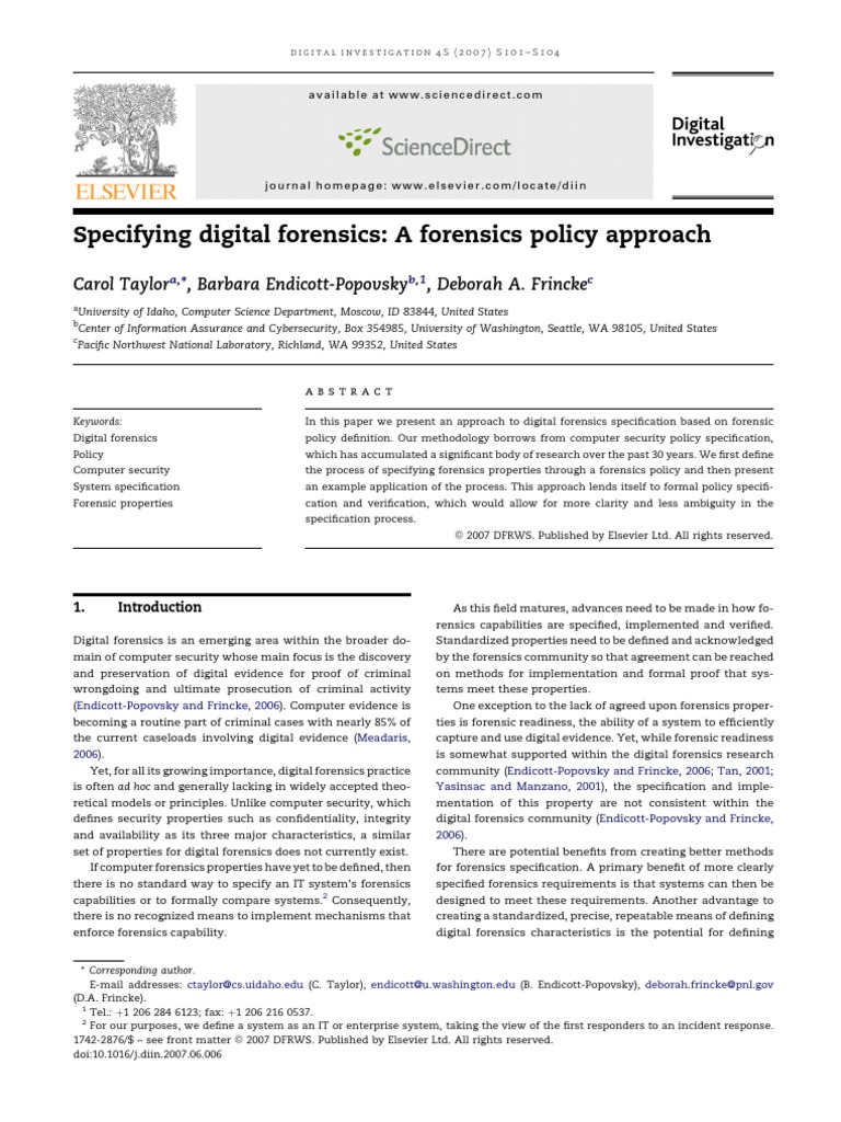 Specifying Digital Forensics A Forensics Policy Approach | PDF | Digital Forensics | Computer ...