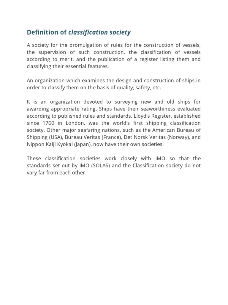 Definition of Classification Societies | PDF