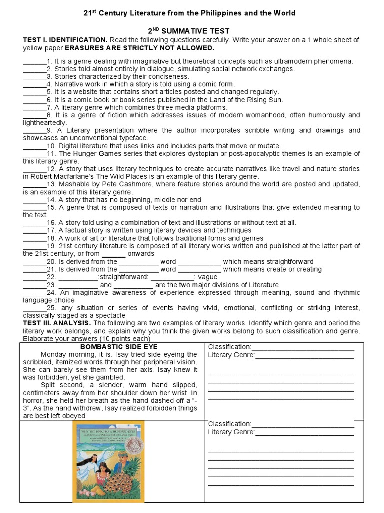 Second Summative Test Pdf Genre Narrative 5227