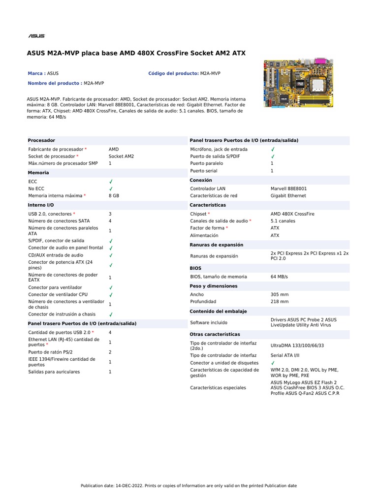 Asus M2A-MVP | PDF | Arquitectura de Computadores | Computadoras personales