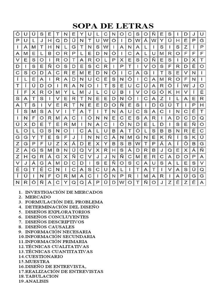Sopa de Letras | PDF | Investigación de mercado | Método científico