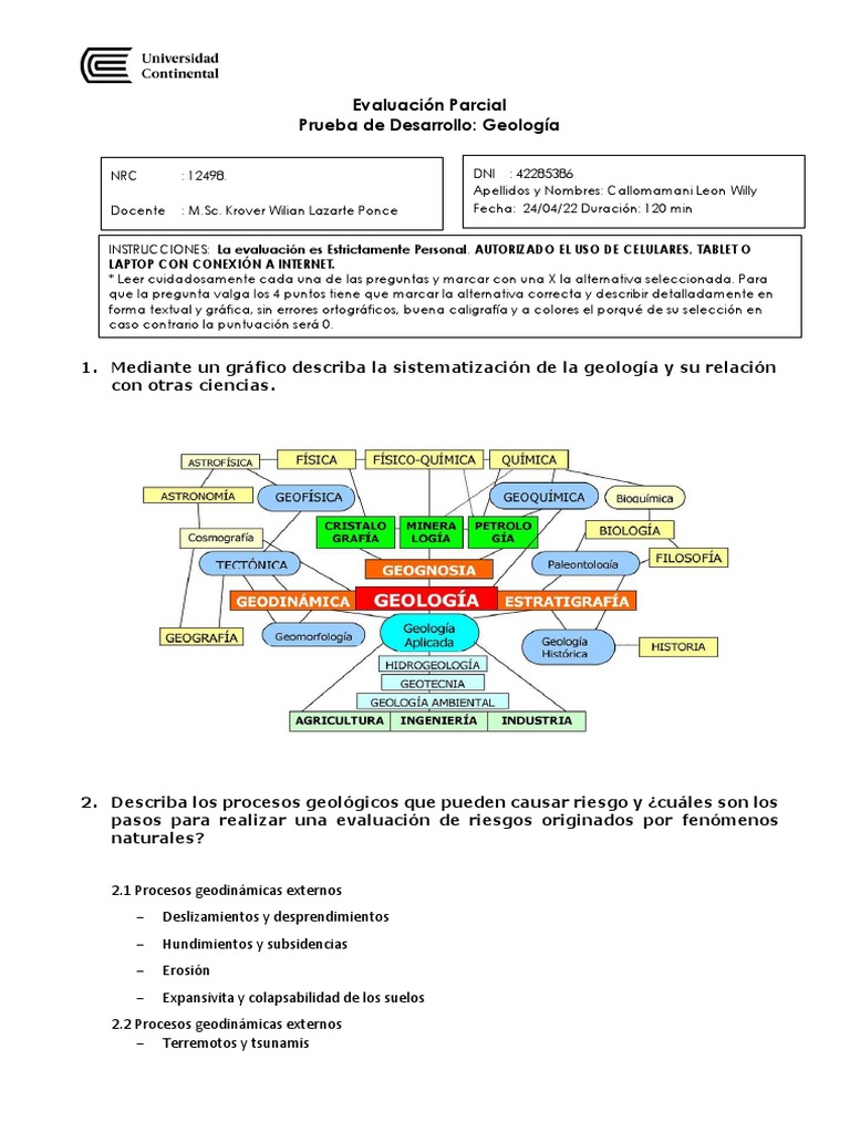 PA 02_Examen Parcial_Geología 2022-10- Desarrollado | PDF