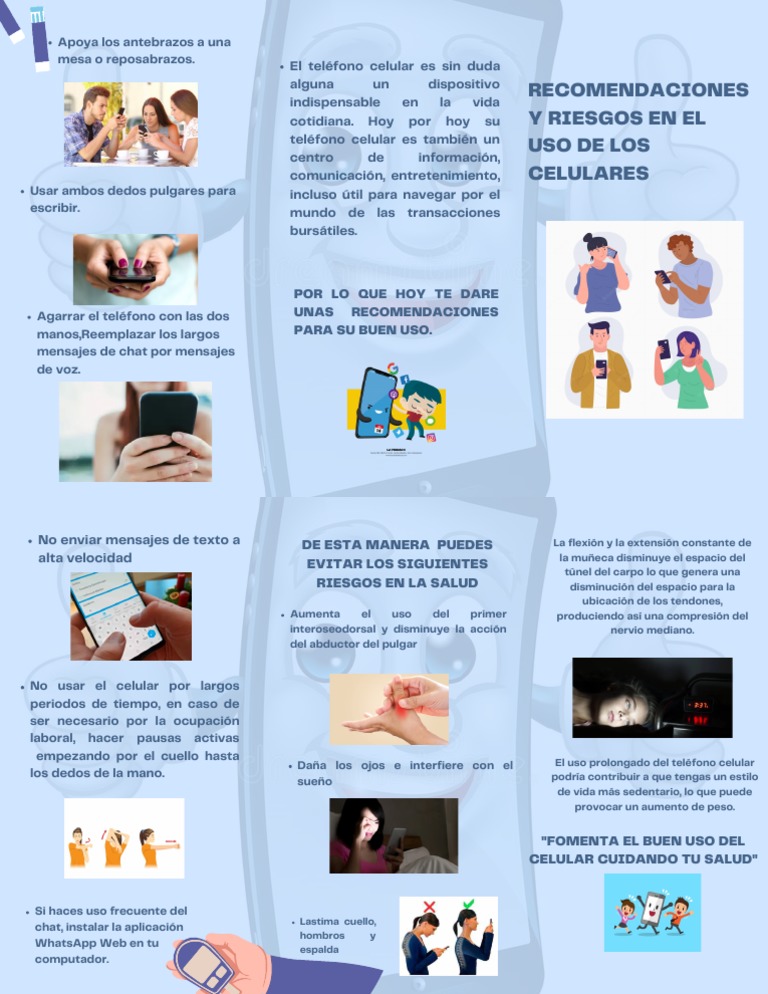 Folleto Recomendaciones y Riesgos en El Uso Del Celular. | PDF | Teléfonos móviles | Síndrome ...