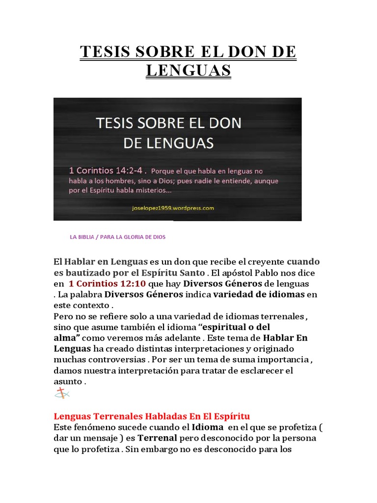El Don de Lenguas en la Biblia | PDF | espíritu Santo | Cerebro