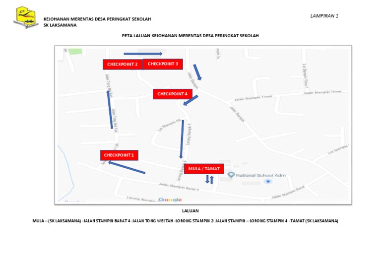 PETA LALUAN KEJOHANAN MERENTAS DESA Peringkat Sekolah 2020 Map 2 | PDF