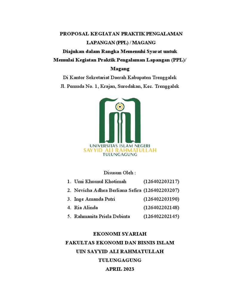 Proposal PPL Kantor Sekertariat Daerah Trenggalek | PDF
