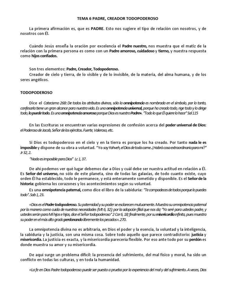 Dios: Padre, Creador y Todopoderoso | PDF | Dios | Deidad creadora