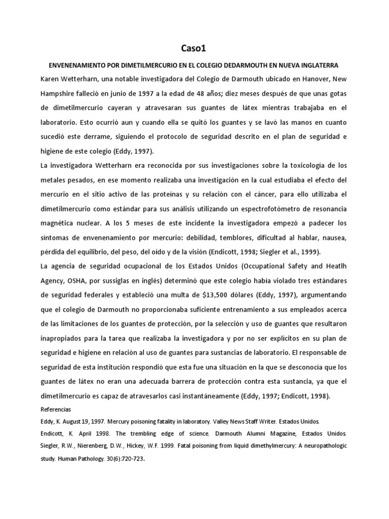 Ejemplos Accidentes de Laboratorio LCBII | PDF | Química | Sustancias ...