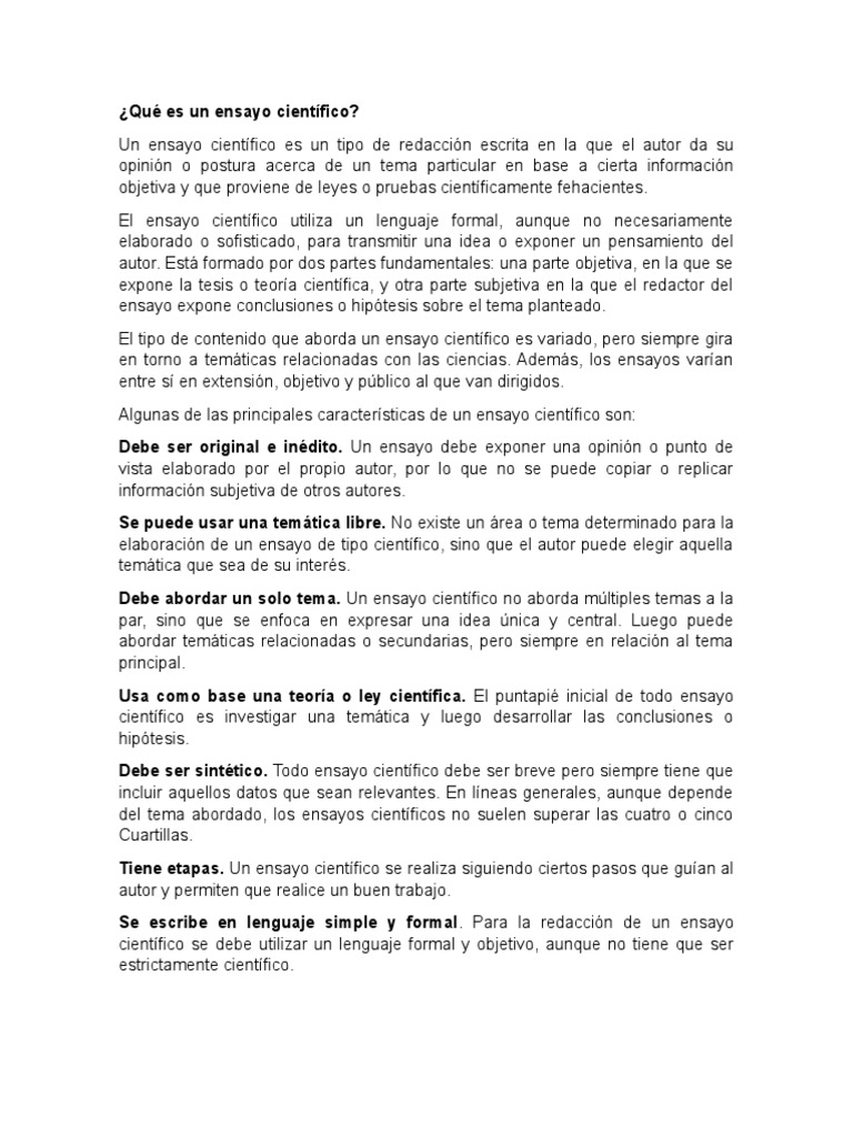 Qué Es Un Ensayo Científico | PDF