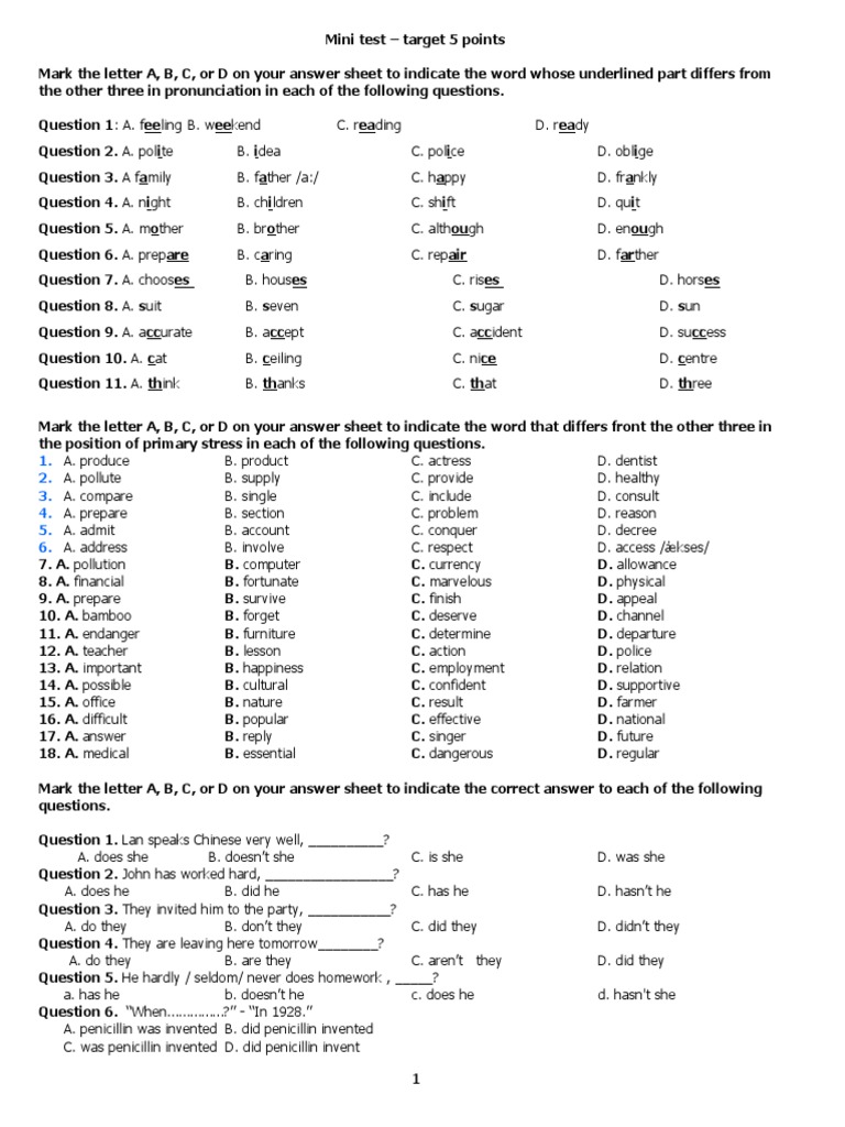 Analyzing English Pronunciation, Stress, Grammar and Vocabulary: A ...
