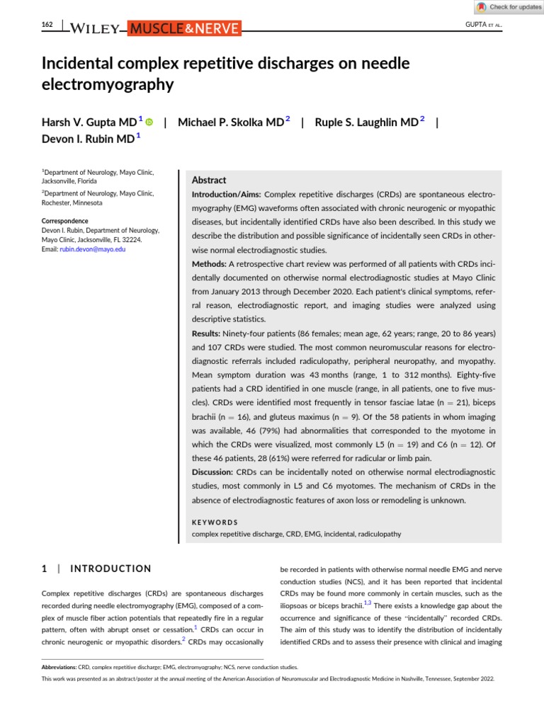 Incidental Complex Repetitive Discharges On Needle Electromyography ...