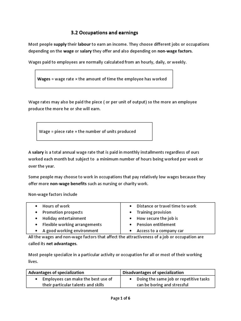Understanding Occupations, Earnings, and Labour Markets: Factors that ...