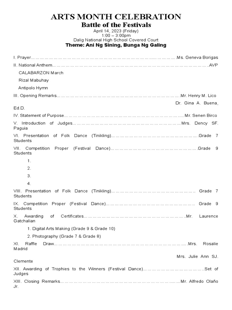 Arts Month Celebration - Program | PDF Arts Month Celebration - Program | PDF