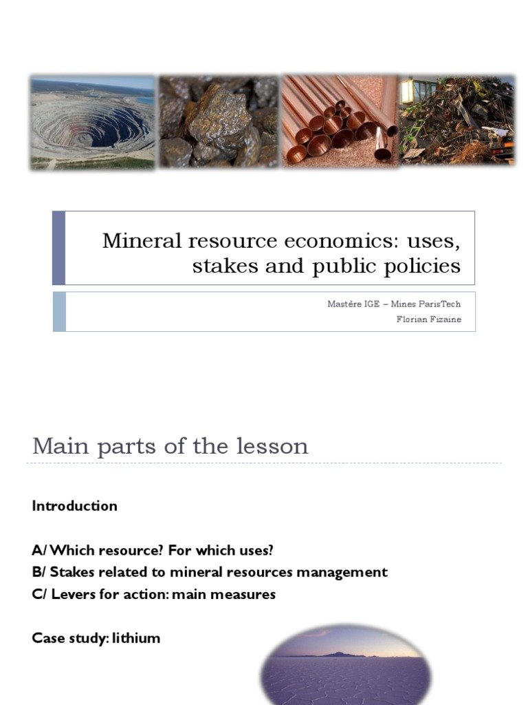 Lesson Mines 1 - Florian Fizaine | PDF | Economics | Mining