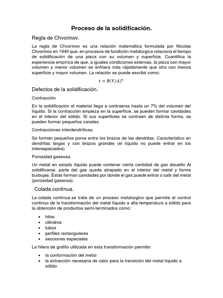 Proceso de La Solidificación | PDF