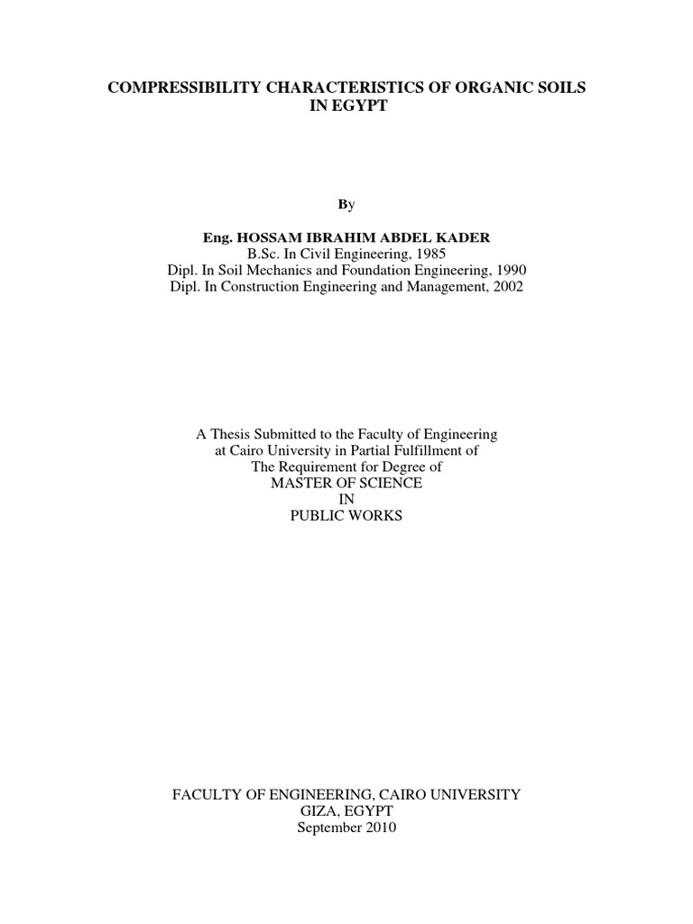Compressibility of Organic Soils in Egypt | PDF | Soil Mechanics | Soil