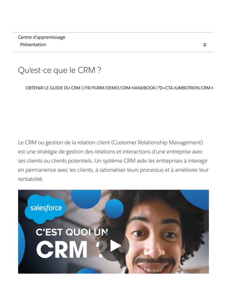 Qu'est Ce Qu'un CRM - Salesforce France | PDF | Gestion de la relation ...