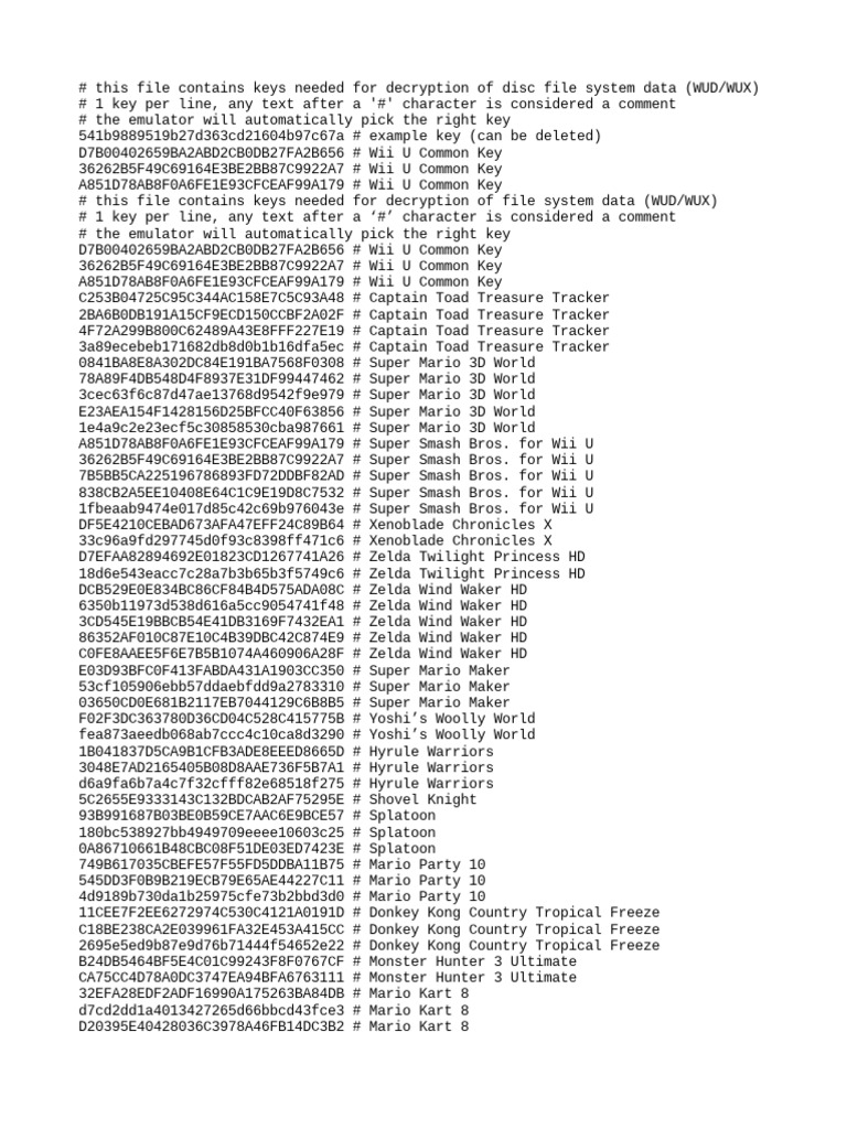 Wii U decryption keys | PDF | Wii | Nintendo Franchises