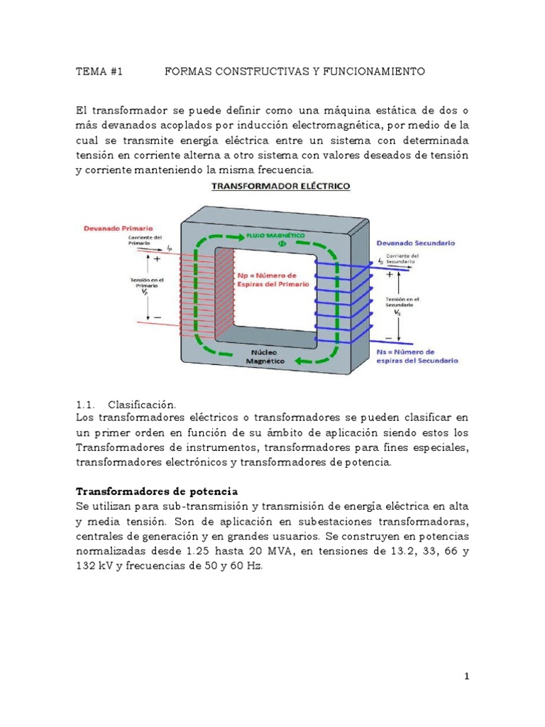 Funcionamiento y Tipos de Transformadores | PDF | Transformador | Inductor