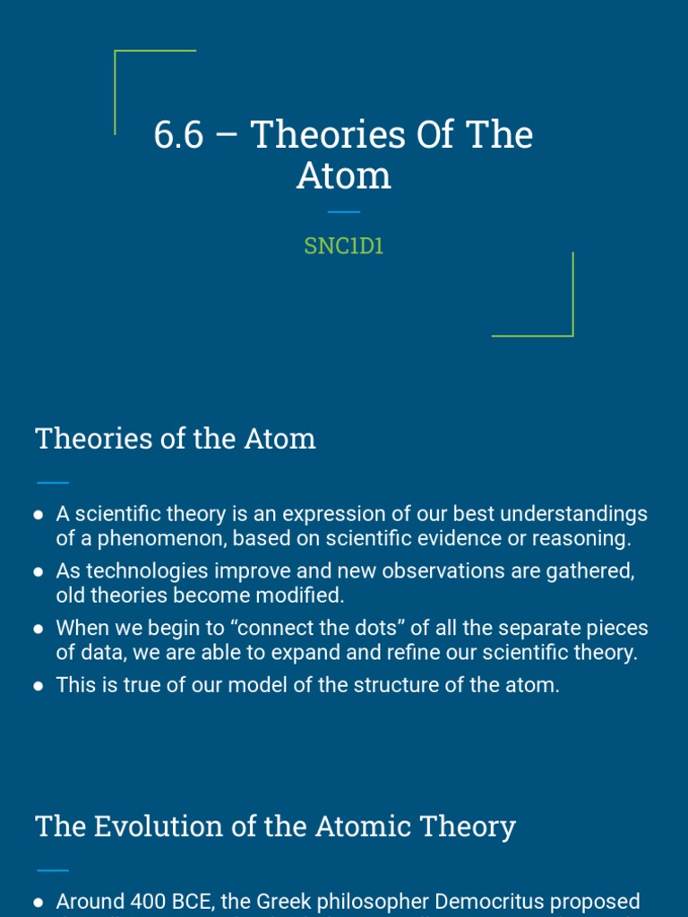 Chemistry - Copy of Lesson 6.6 - Theories of The Atom | PDF | Atomic ...