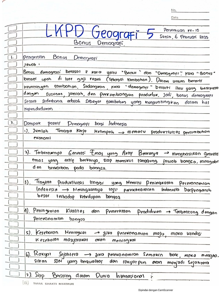 LKPD Geografi 5 Bonus Demografi | PDF