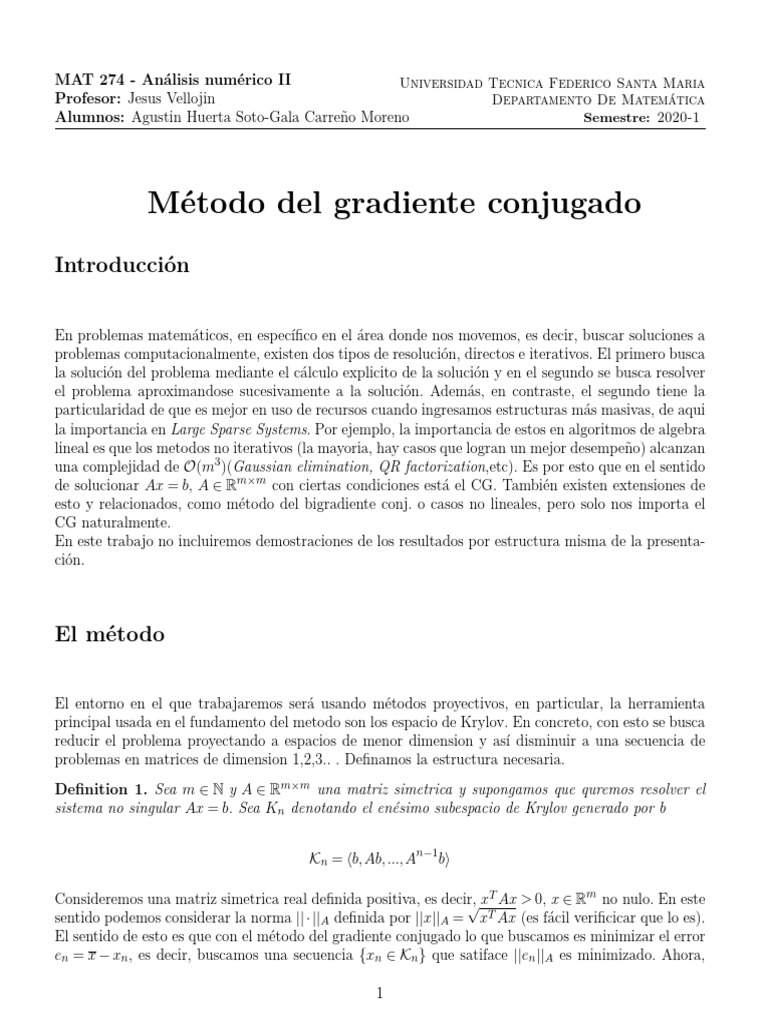 Gradiente Conjugado | PDF | Matriz (Matemáticas) | Valores propios y ...